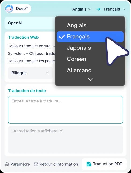 Deeptranslate - Extensión gratuita de traductor bilingüe con IA